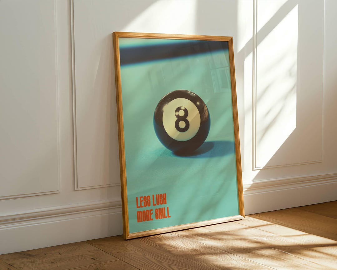 Vintage 8-ball Pool Billiards Art Print - Retro Game Room Wall Decor ...