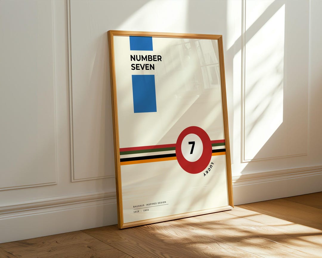 Bauhaus Lucky Number Seven Poster: Retro Modern Art (digital Download ...