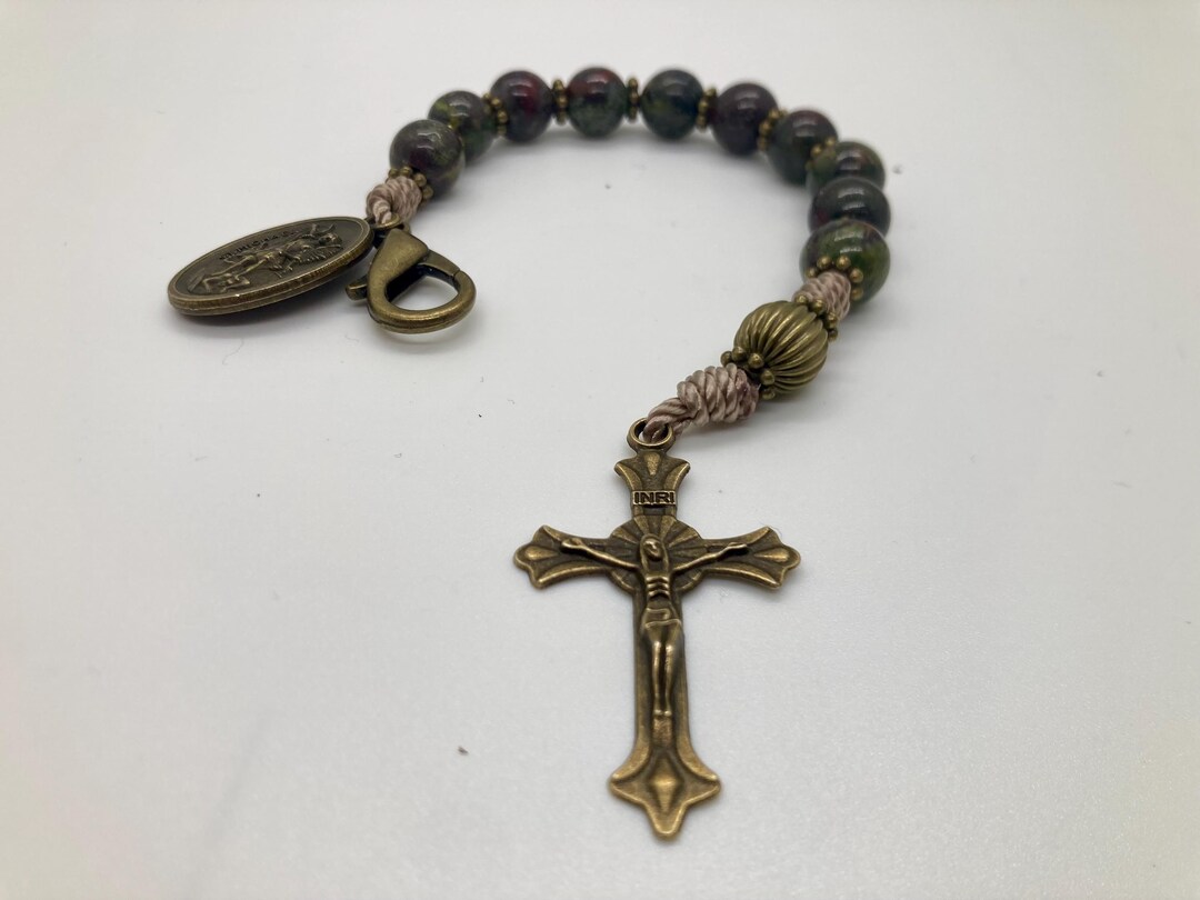 Protection Pocket Rosary ~ Single Decade ~natural Gemstones~ Bloodstone ...