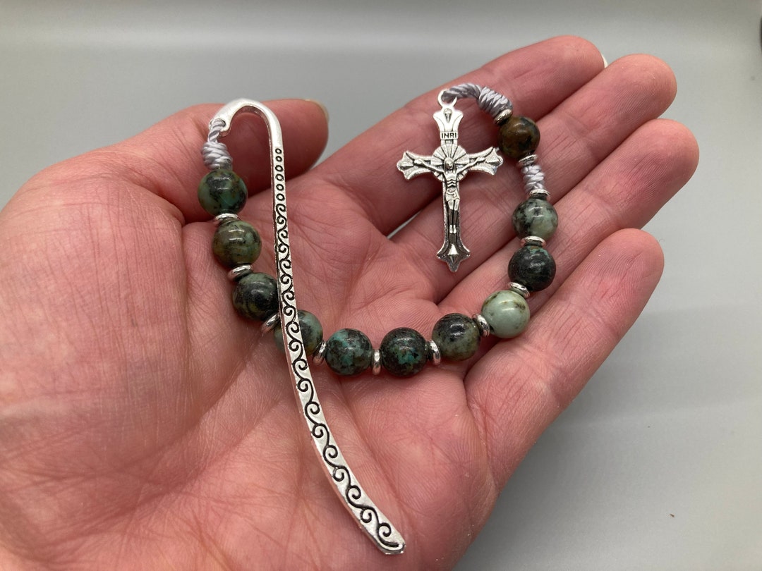 Rosary Bookmark One Decade Natural Gemstones Catholic Gift Godparent ...