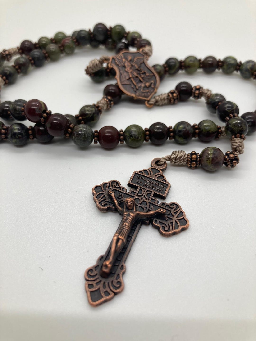 Saint Michael the Archangel Rosary ~ Durable Rosary ~ Natural Gemstones ...