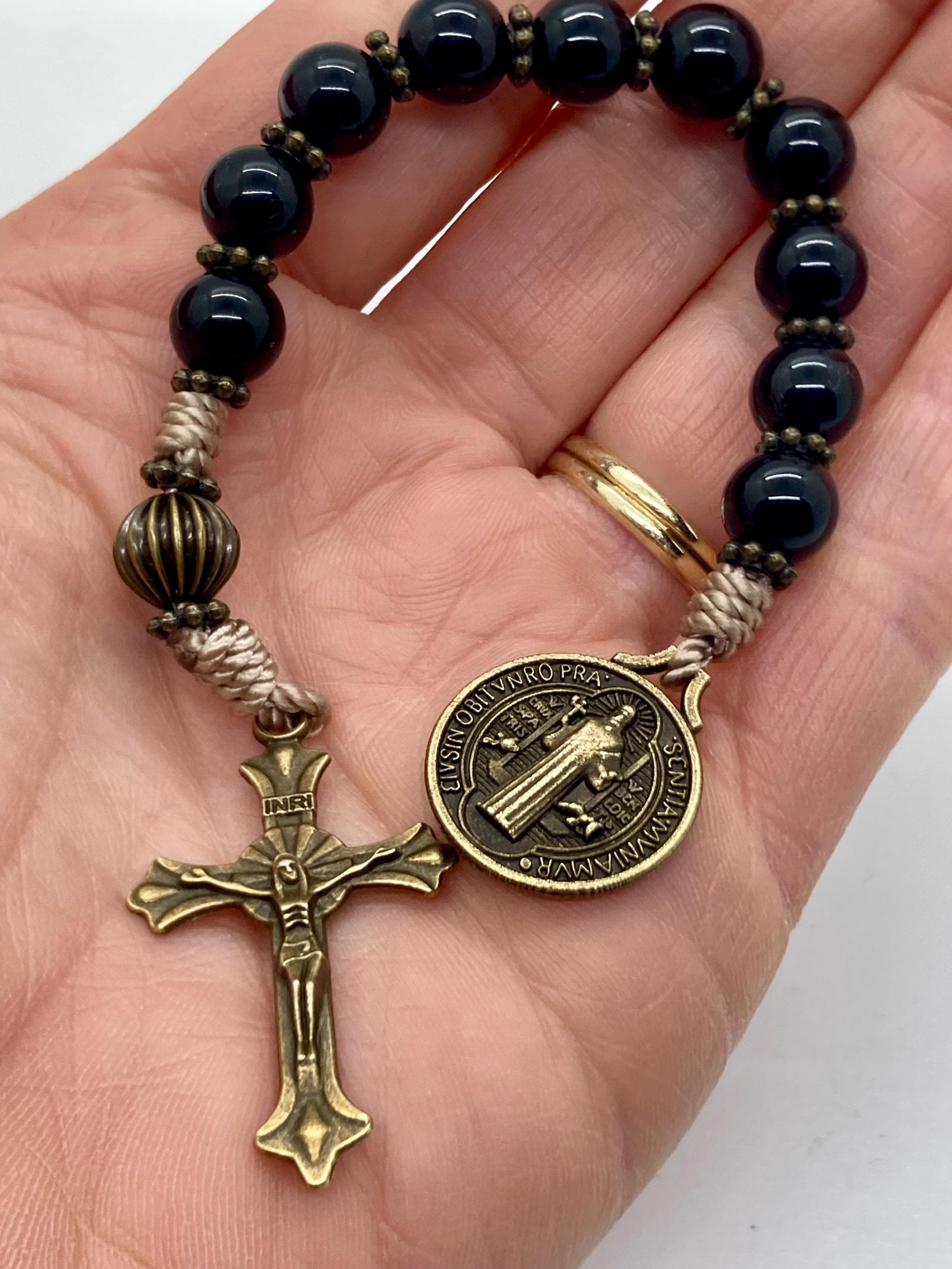 Handcrafted Pocket Rosary ~ Single Decade ~ Natural Black Onyx Beads ...