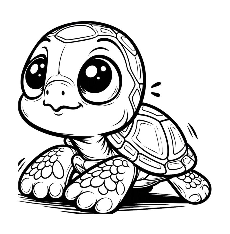 Cute Turtle Coloring Page for Kids – Fun and Easy! - Etsy