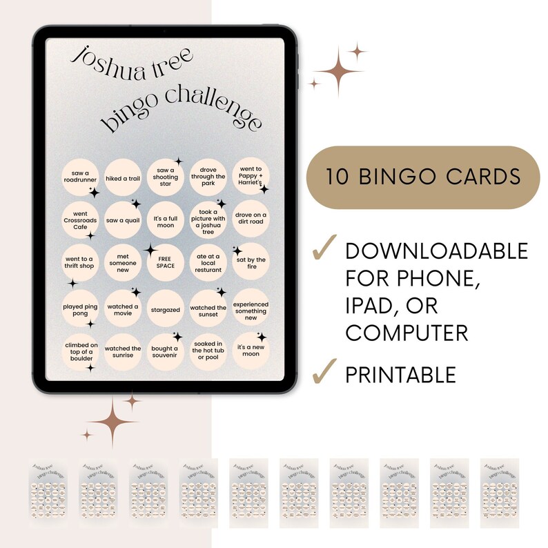 Joshua Tree Themed Bingo Cards Digital Download for Print Joshua Tree ...