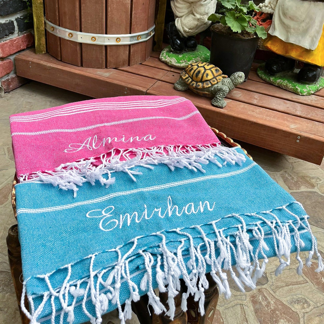 MONOGRAMMED Turkish Beach Towel, 70x40 Personalized Gift, Custom Beach ...