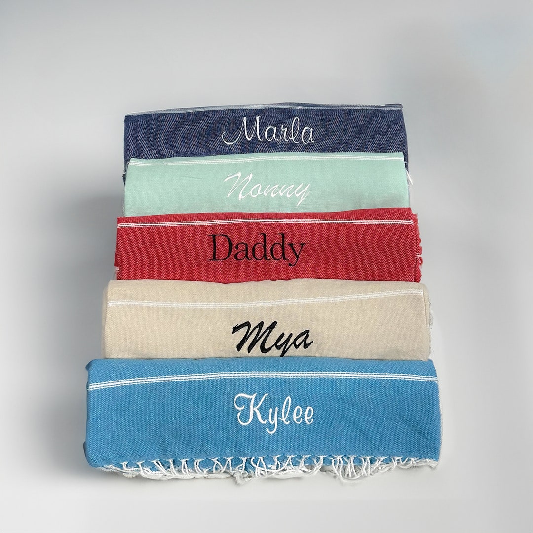 Personalized Beach Towel, Custom Embroidery, Personalised Name ...