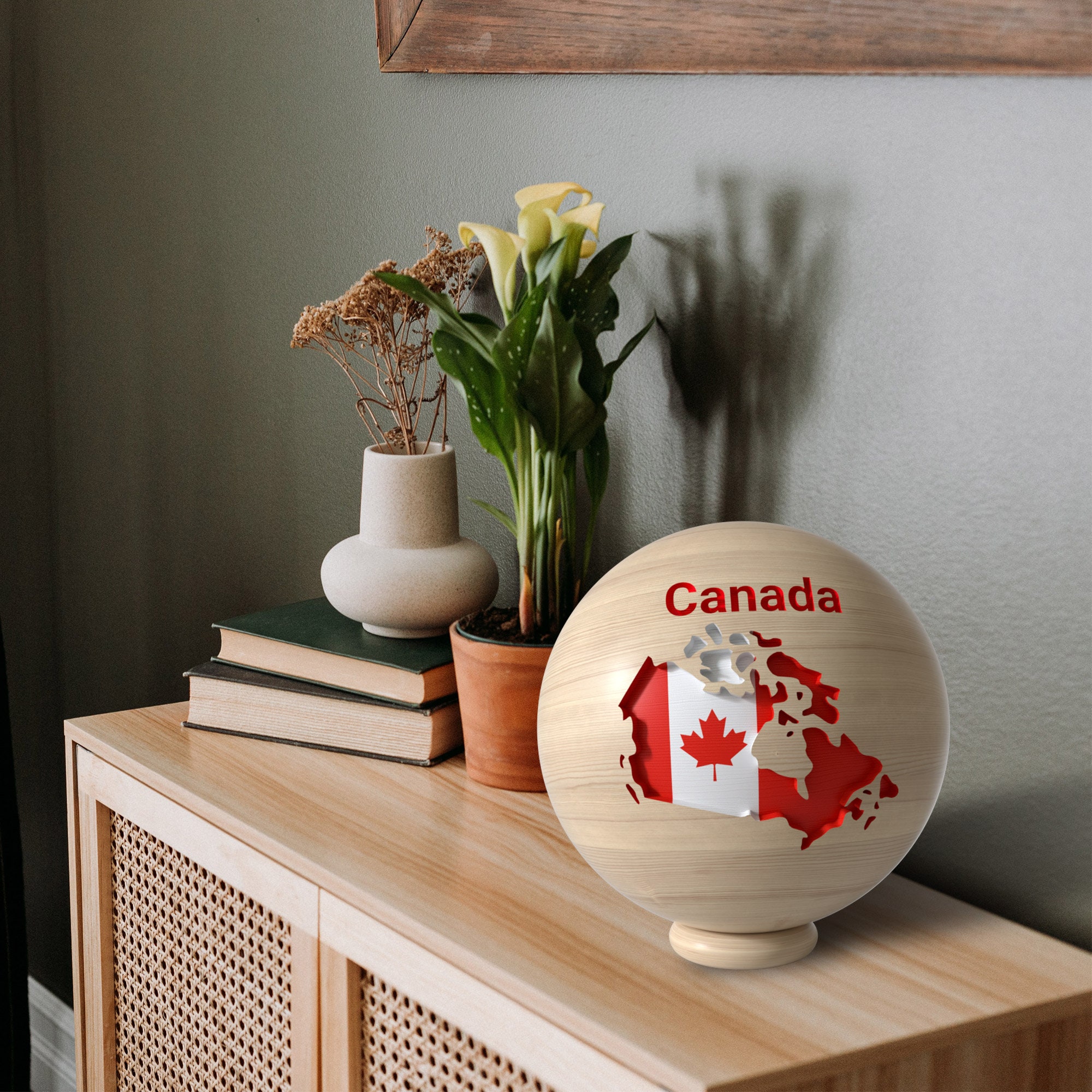 Personalized 3D Map of Canada on Decorative Wooden Globes, Spheres ...