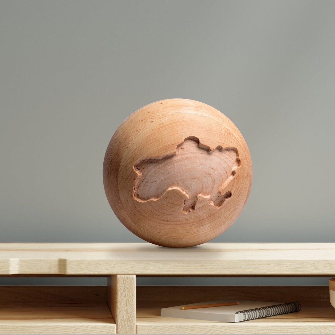 Wooden Sphere With 3D Ukraine Map in the Center. Wooden Globe for Home ...