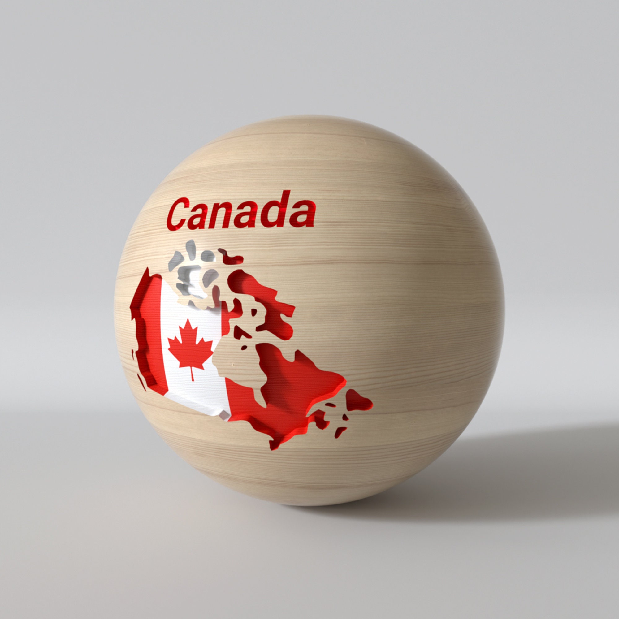 Personalized 3D Map of Canada on Decorative Wooden Globes, Spheres ...