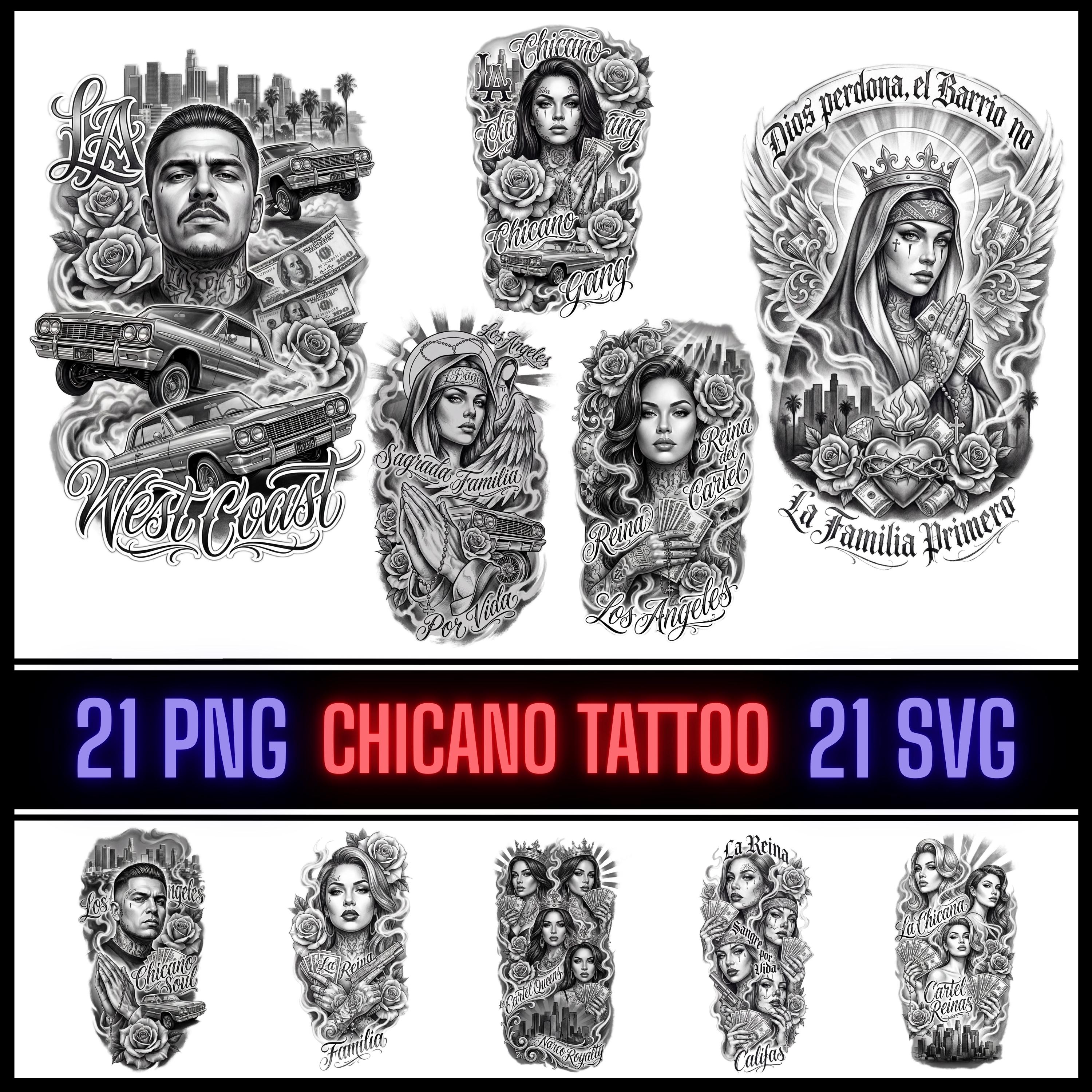 Chicano Tattoo Streetwear Design Bundle | PNG & SVG Graphics for T ...