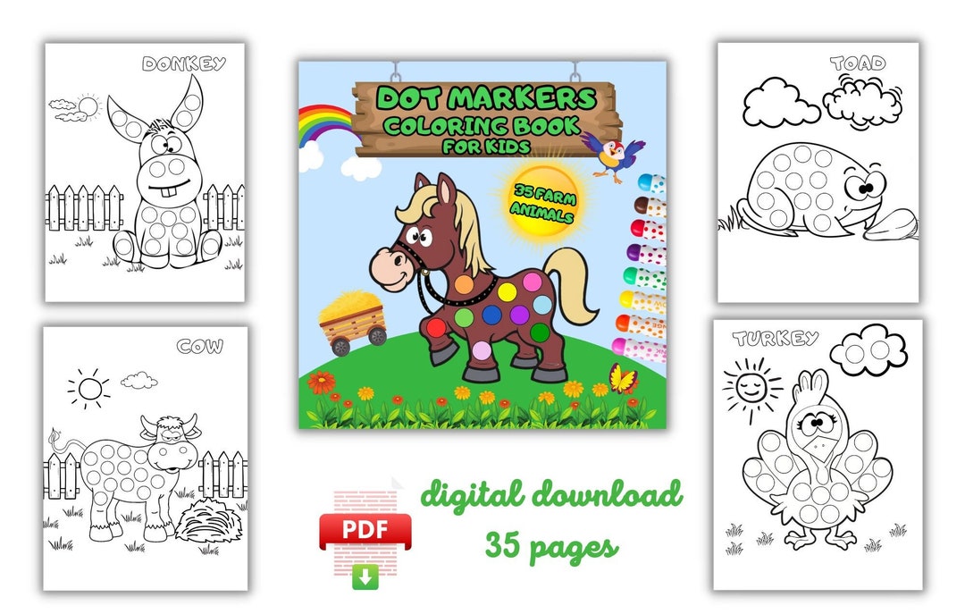 Printable Dot Markers Coloring Book for Kids, Dot Markers Activity Book ...