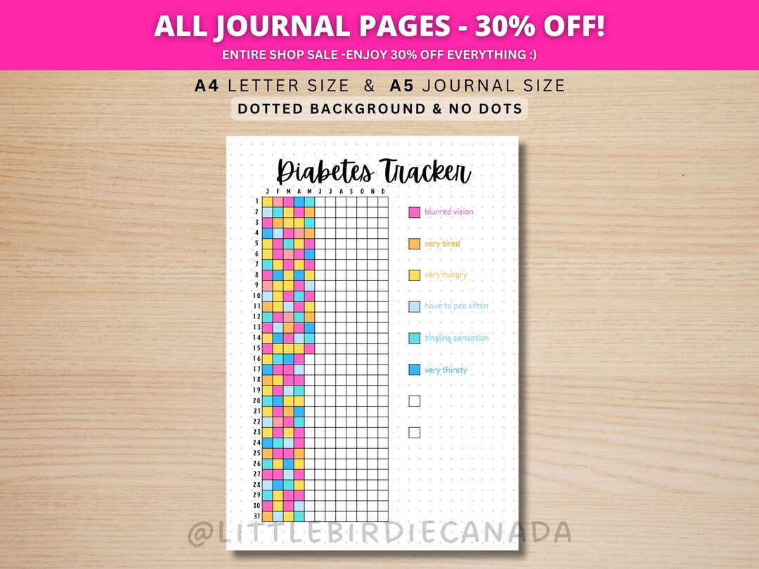 Diabetes Tracker - PRINTABLE Journal Page - Track Diabetes - Blood ...