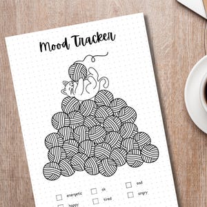 Cat Mood Tracker - PRINTABLE Journal Page - Planner Page - Feelings ...