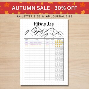 Hiking Log PRINTABLE Journal Page Hiking Tracker Hike Tracker Hiking ...