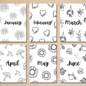 12 Month Title Pages - BUNDLE A - PRINTABLE Journal Page - Printable ...