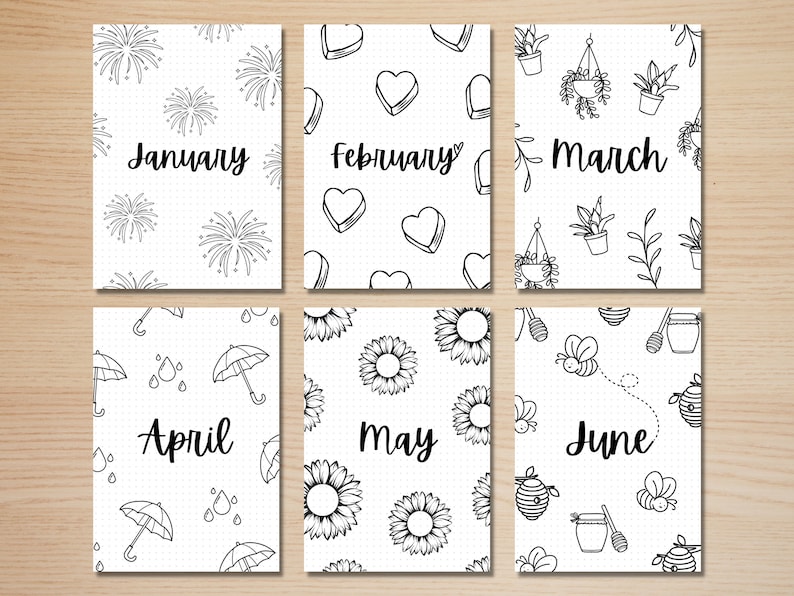 12 Month Title Pages - BUNDLE A - PRINTABLE Journal Page - Printable ...