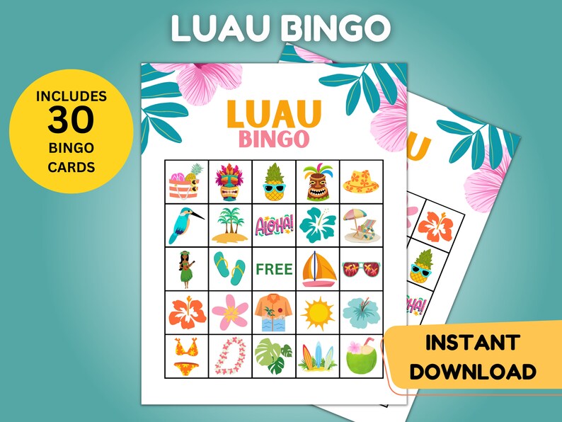Luau Bingo Cards Hawaiian Bingo Aloha Bingo Luau Party Games - Etsy