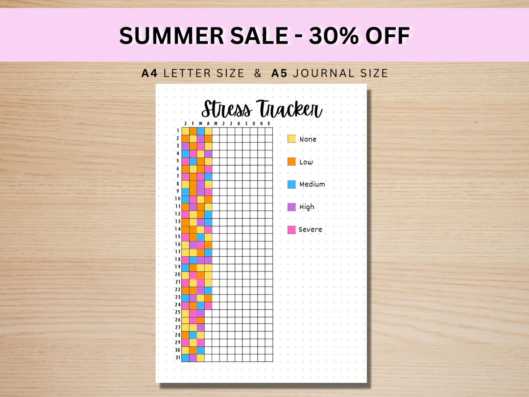 Stress Tracker PRINTABLE Journal Page Habit Tracker Anxiety Journal ...