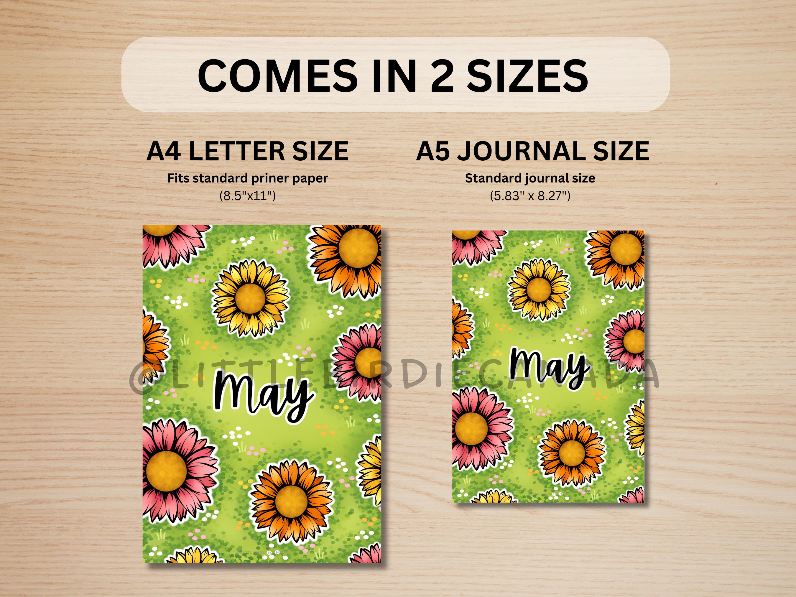 May Journal Bundle - Flowers - PRINTABLE Journal Pages - PRE-COLOURED ...