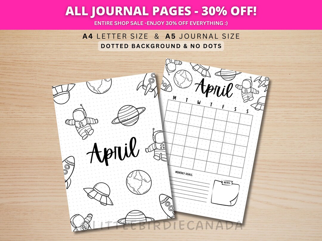 April Title Page - Space - April Calendar - PRINTABLE Calendar ...