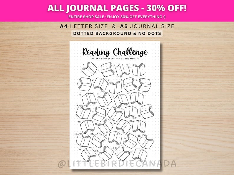 Reading Challenge - PRINTABLE Journal Page - Reading Tracker - Reading ...