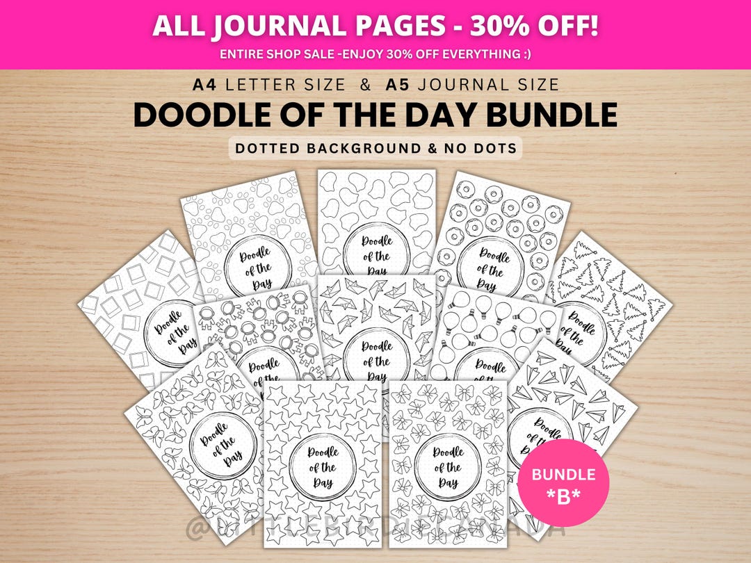 Doodle of the Day Bundle - BUNDLE B - PRINTABLE Journal Pages - Digital ...