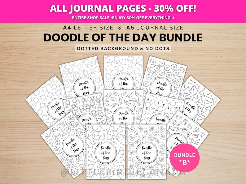 Doodle of the Day Bundle - BUNDLE B - PRINTABLE Journal Pages - Digital ...