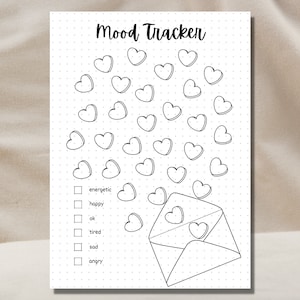 Heart Mood Tracker - PRINTABLE Journal Page - Planner Page - Feelings ...