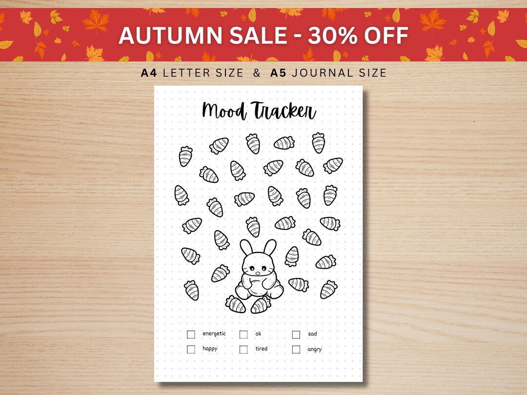 Easter Bunny Mood Tracker PRINTABLE Journal Page Planner Page Feelings ...