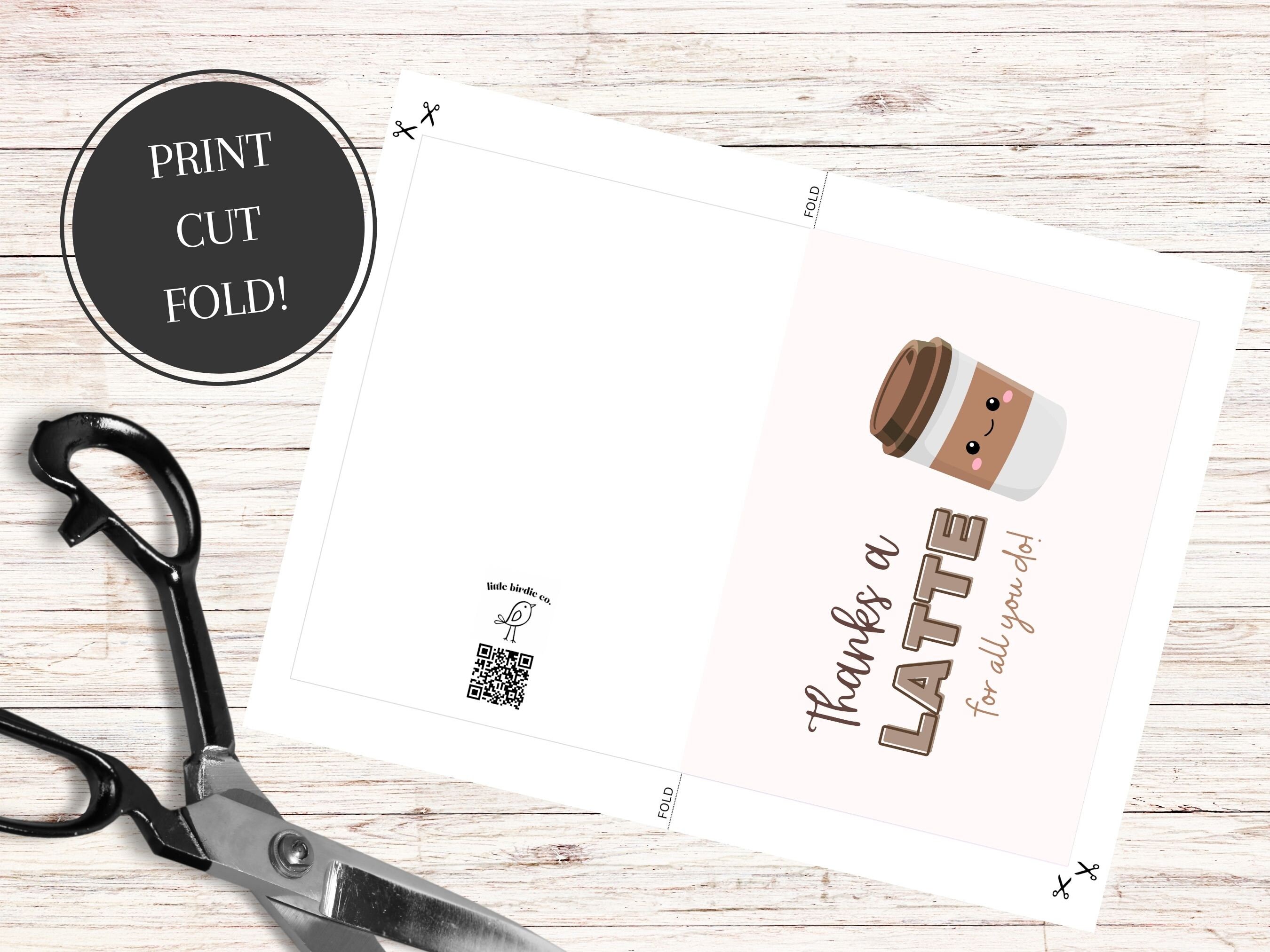 Printable Thank You Card Thanks A Latte Card Funny Pun Thank - Etsy