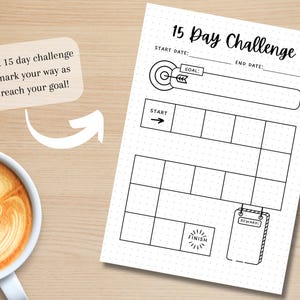 15 Day Challenge - PRINTABLE Journal Page - Choose Your Challenge - 15 ...