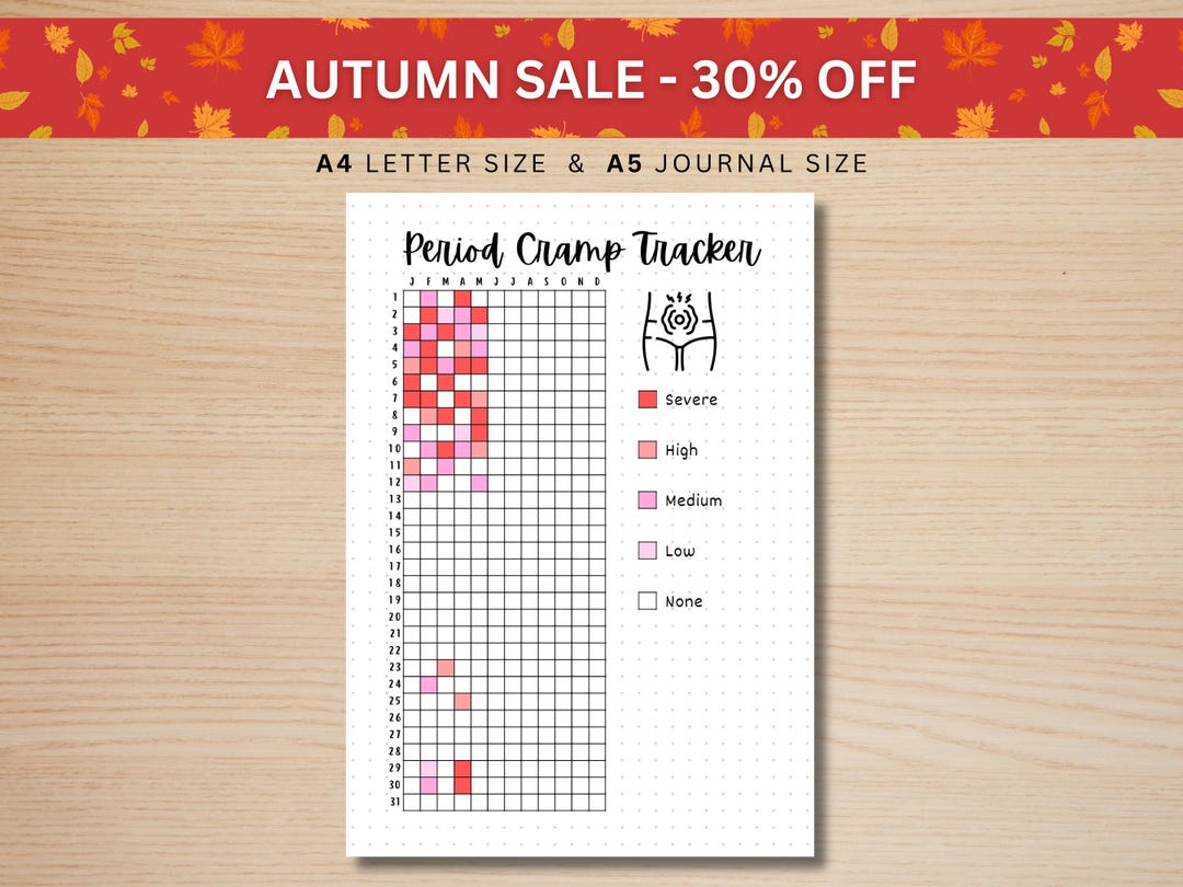 Period Cramp Tracker PRINTABLE Journal Page Printable Planner Page ...