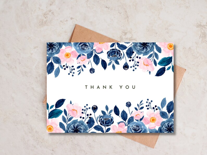 PRINTABLE Thank You Card - Flower Thank You Card - Floral Thank You ...
