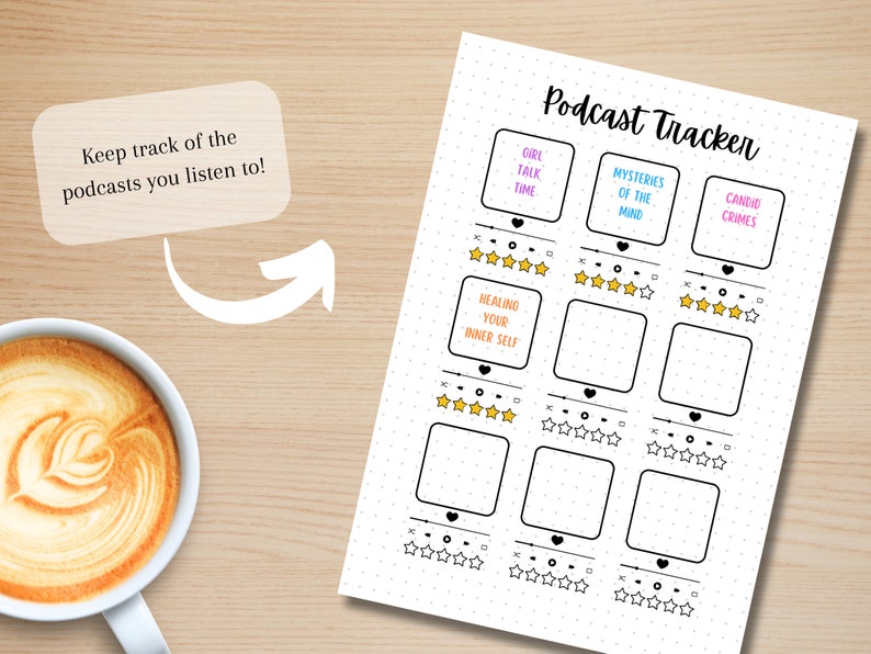 Podcast Tracker - PRINTABLE Journal Page - Planner Page - Monthly ...