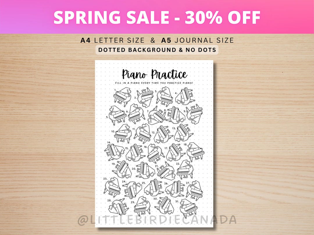 Piano Practice Tracker - PRINTABLE Journal Page - Habit Tracker - Music ...