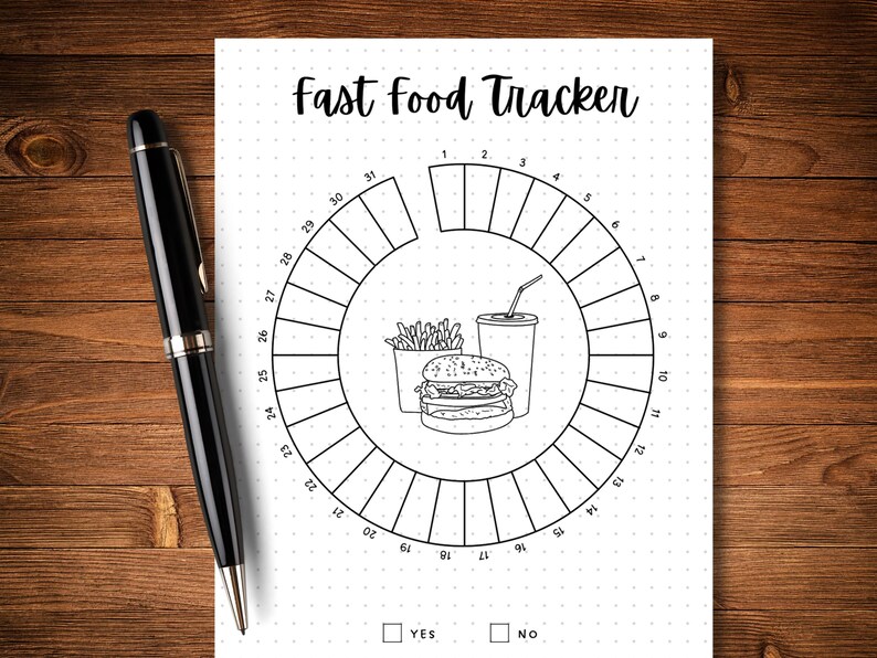 Fast Food Tracker - PRINTABLE Journal Page - Planner Page - Health ...