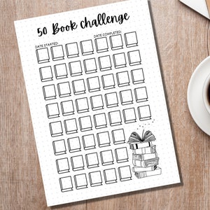50 Book Reading Challenge - PRINTABLE Journal Page - Reading Tracker ...