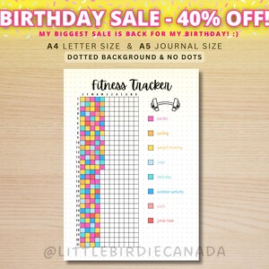 Fitness Tracker - PRINTABLE Journal Page - Exercise Tracker - Yearly ...