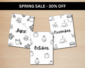 12 Monthly Cover Pages A5 Journal Monthly Title Page Template Monthly ...