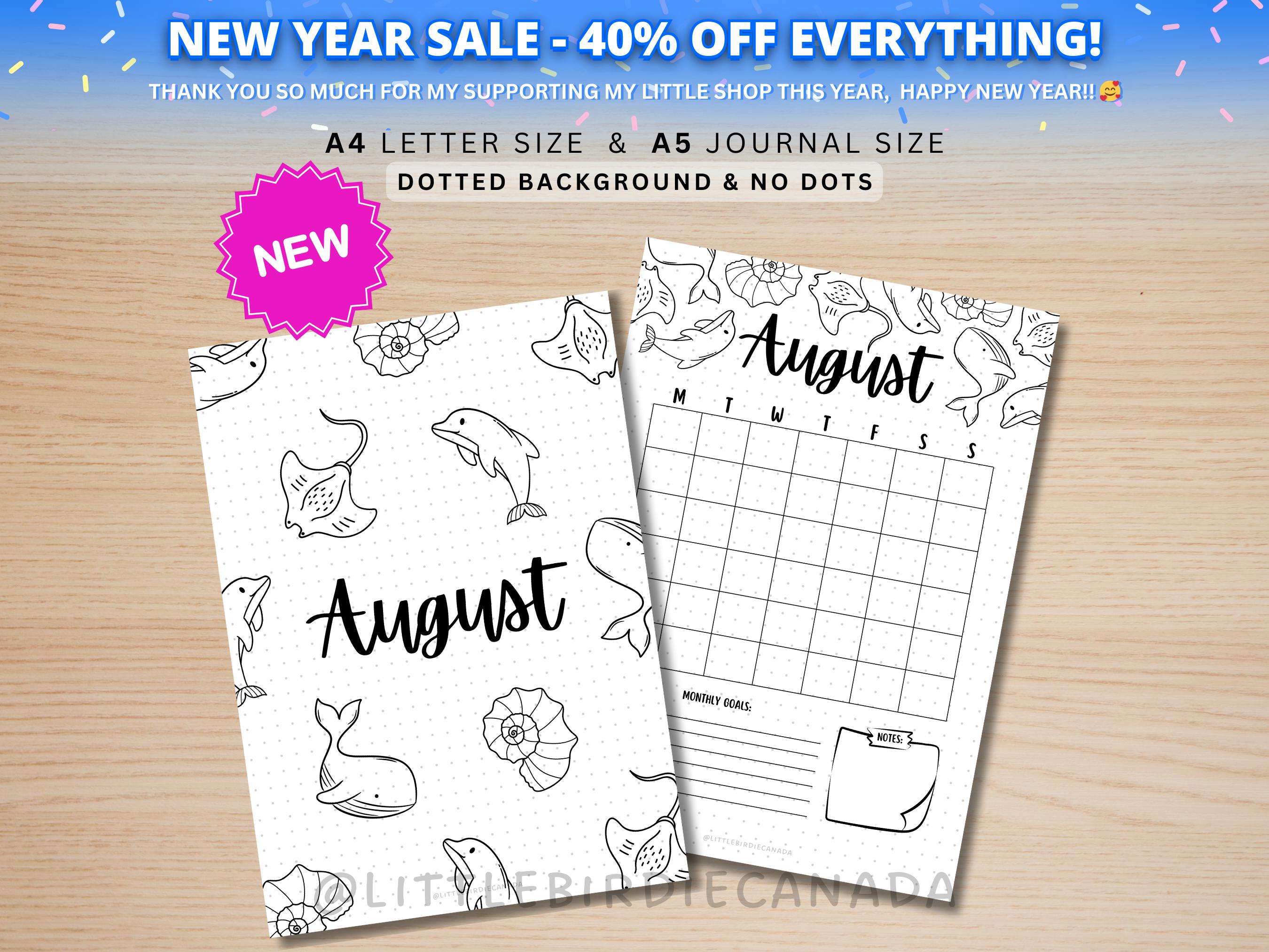 August Title Page and Calendar - PRINTABLE Calendar - Sea Creature ...