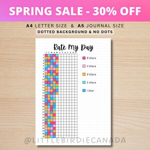 Rate My Day - PRINTABLE Journal Page - Printable Planner Page - Daily ...