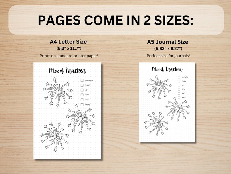 Fireworks Mood Tracker - PRINTABLE Journal Page - Planner Page - Daily ...
