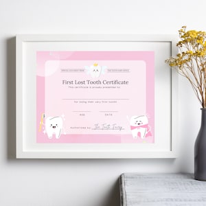 First Lost Tooth Certificate Tooth Fairy Award First Lost Tooth Award ...