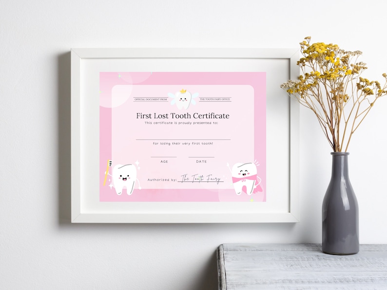 First Lost Tooth Certificate Tooth Fairy Award First Lost Tooth Award ...