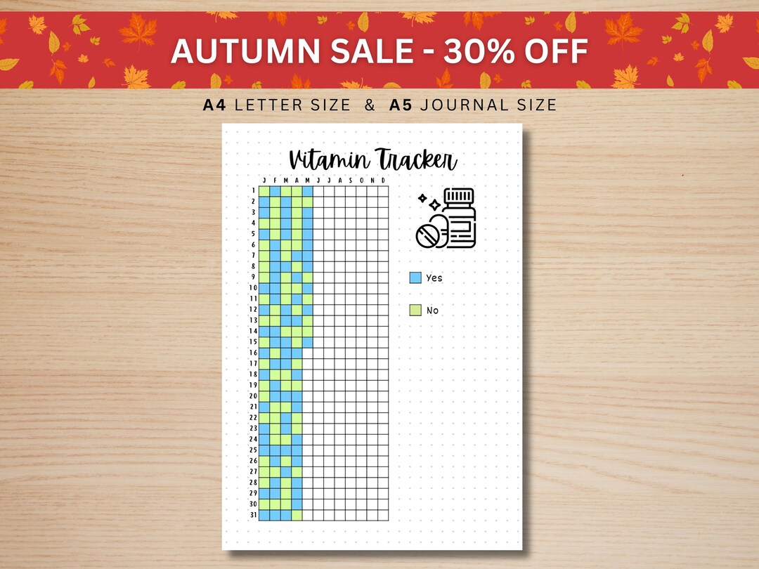 Vitamin Tracker PRINTABLE Journal Page Medication Tracker Health ...