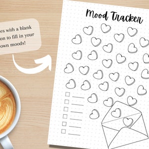 Heart Mood Tracker - PRINTABLE Journal Page - Planner Page - Feelings ...