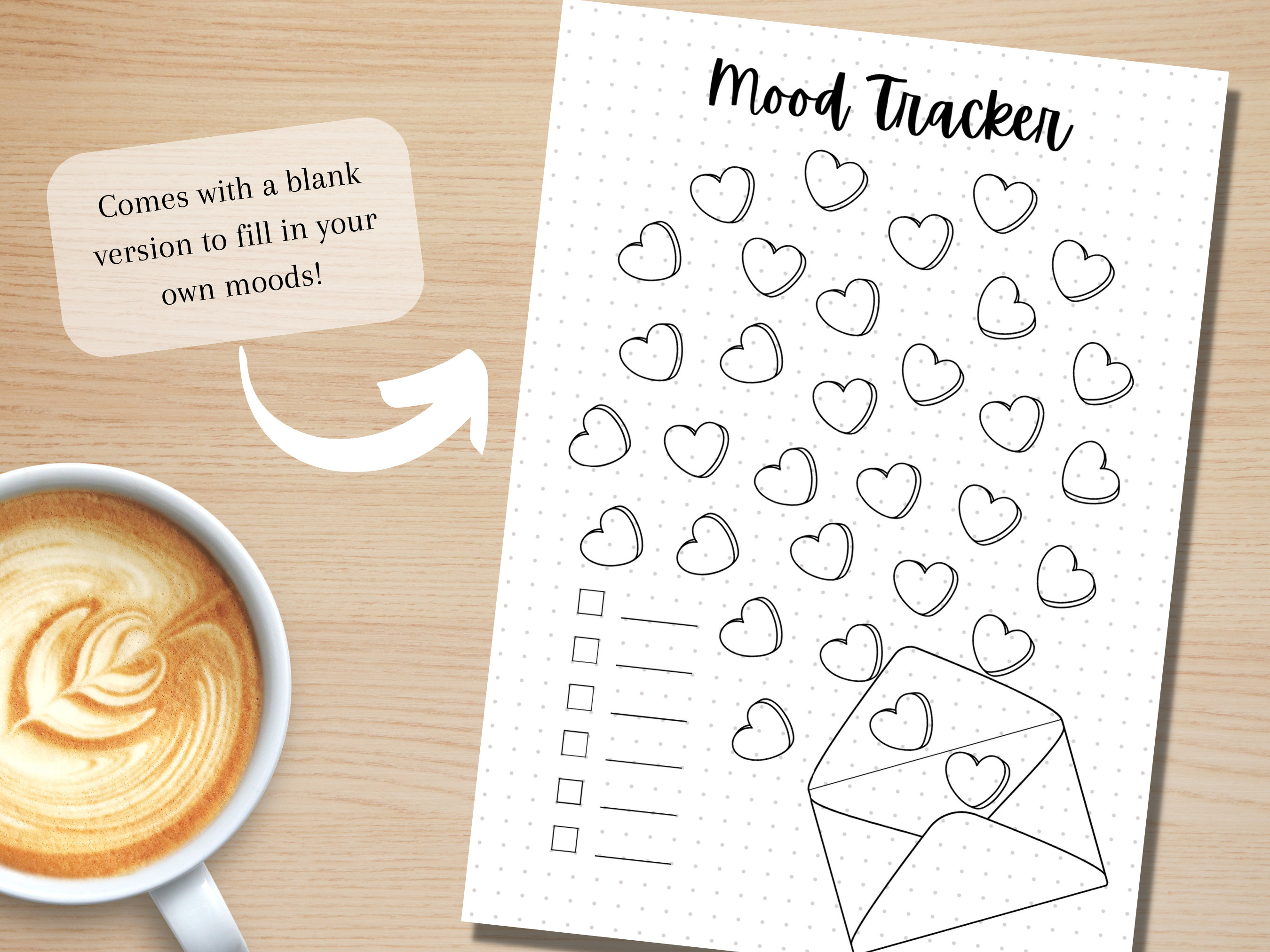 Heart Mood Tracker - PRINTABLE Journal Page - Planner Page - Feelings ...