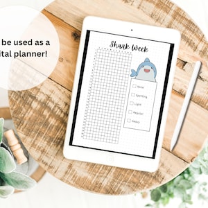 Shark Week - Period Tracker - PRINTABLE Journal Page - Planner Page ...