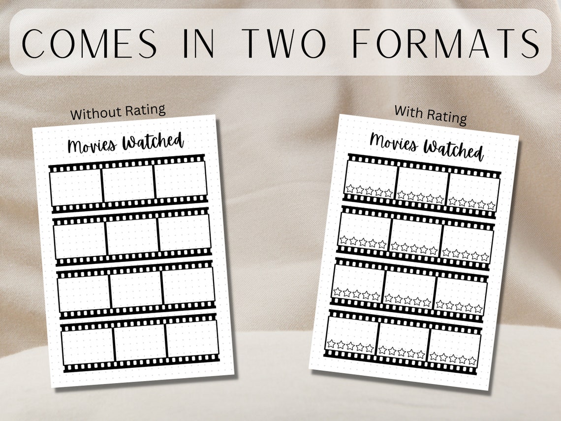 Movie Tracker - PRINTABLE Journal Page - Printable Planner Page - Track ...