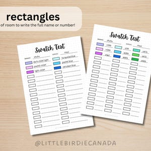 Swatch Test - PRINTABLE Journal Page - Planner Page - Color Test ...